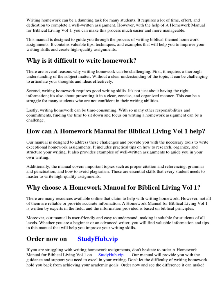 A Homework Manual For Biblical Living Vol 1 | PDF | Bible | Jesus