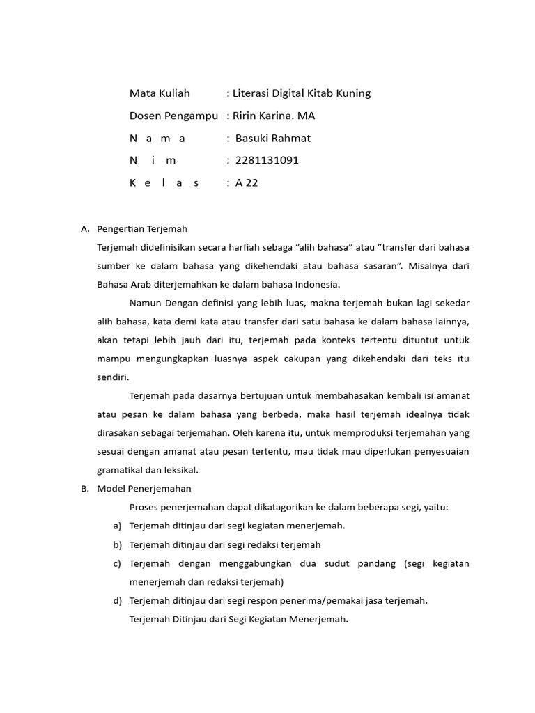 Literasi Kitab Kuning 3.1 | PDF