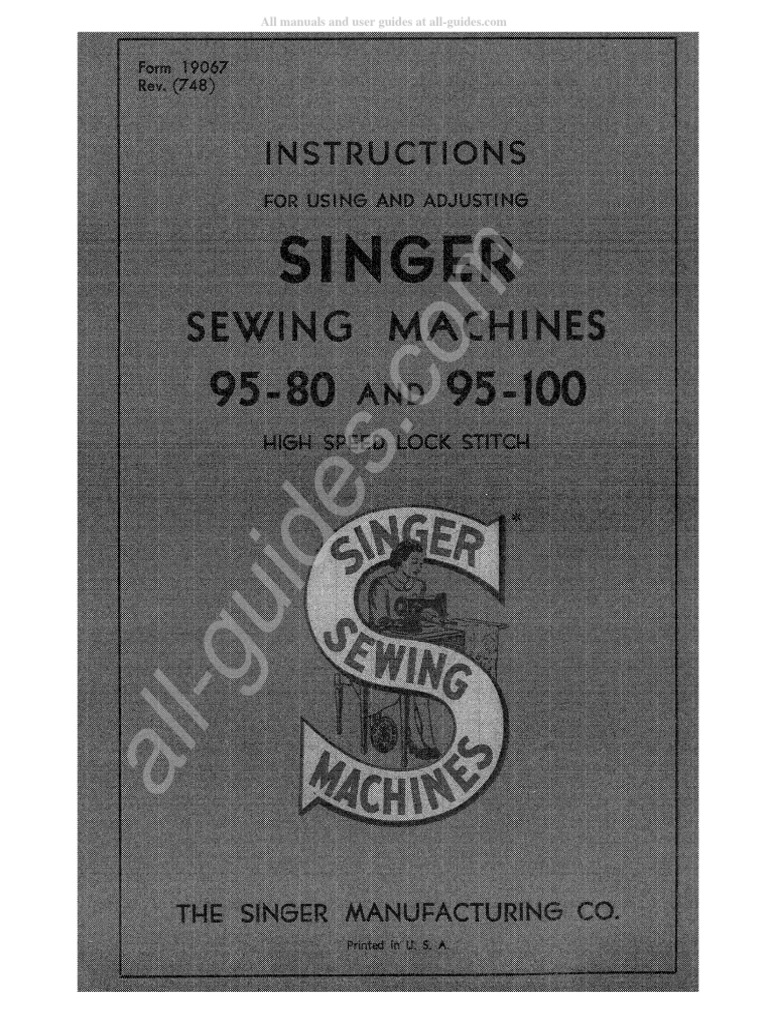Singer 95-80 Sewing Machine Instruction Manual | PDF | Computers