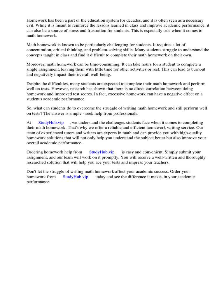 Does Math Homework Improve Test Scores PDF Homework Educational