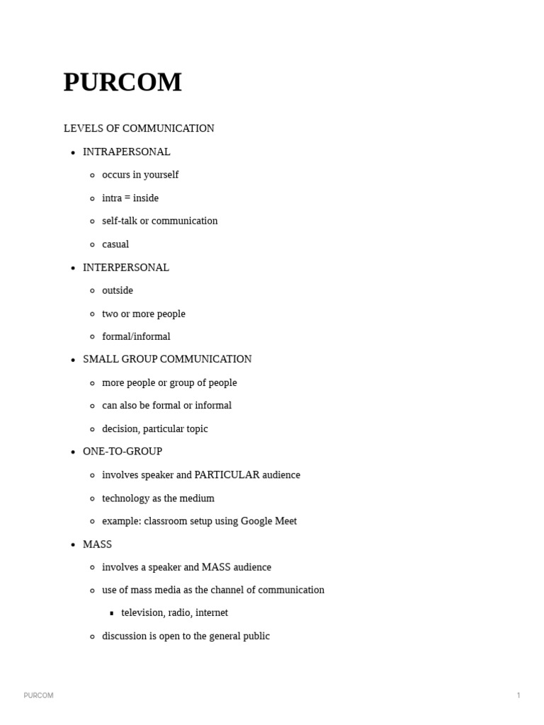PURCOM | PDF | Communication | Interpersonal Communication