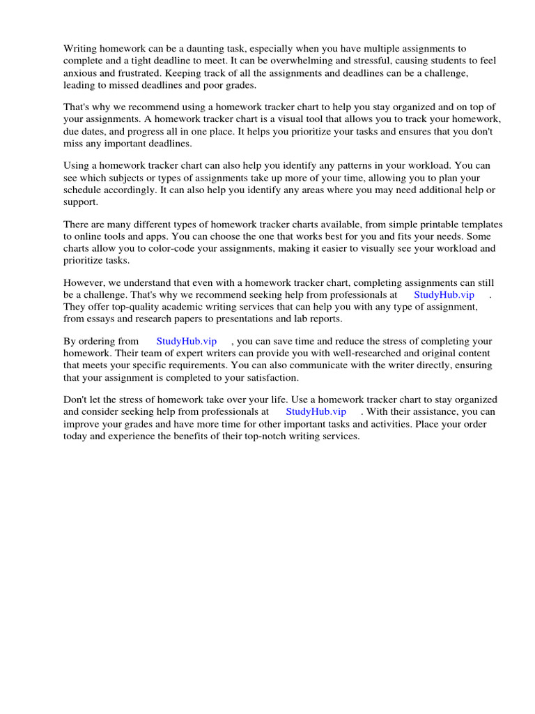 Homework Tracker Chart | PDF | Homework | Safari (Web Browser)