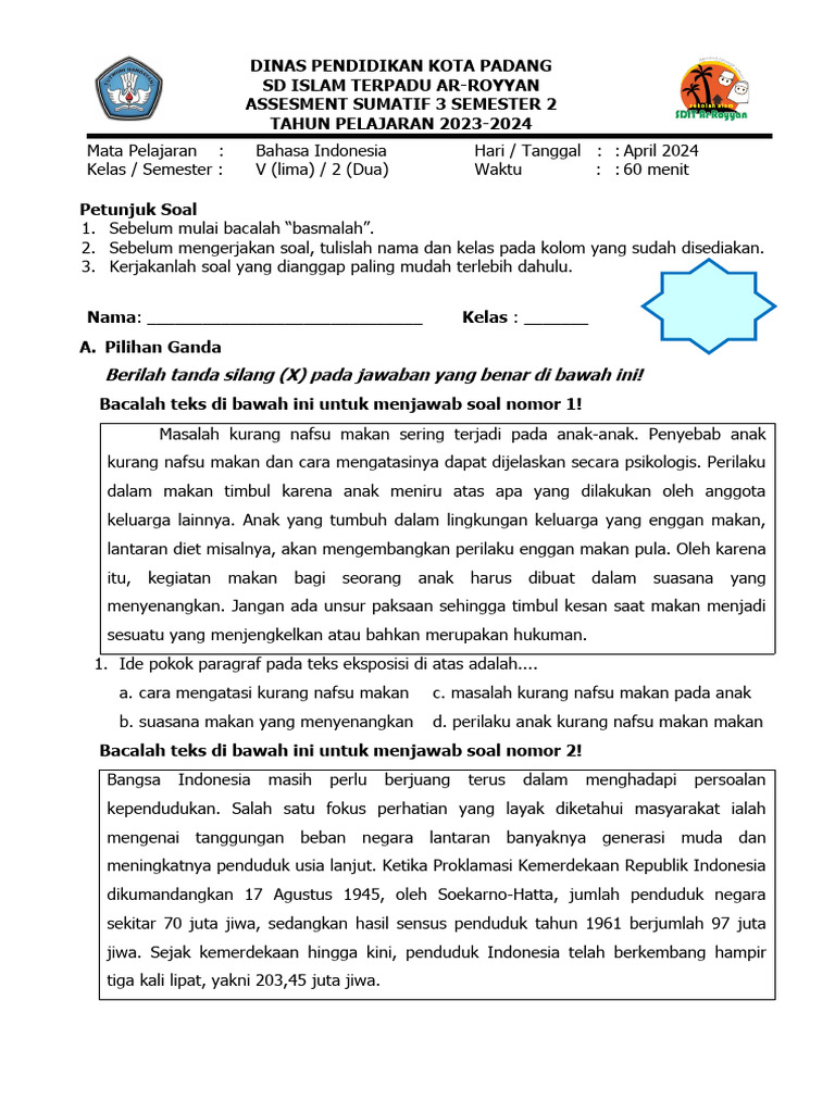 Soal Teks Eksposisi Kelas 5 SD | PDF