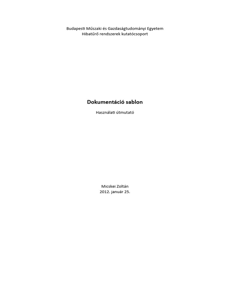 FTSRG Dokumentacio Sablon Utmutato | PDF