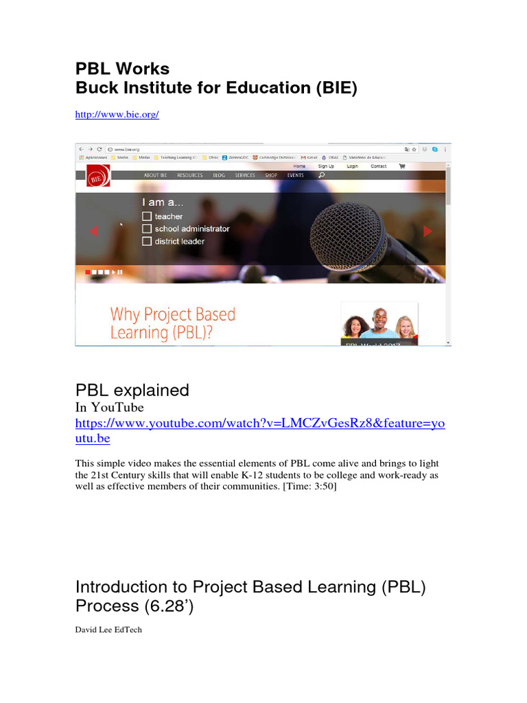 PBL Explained BIE | PDF
