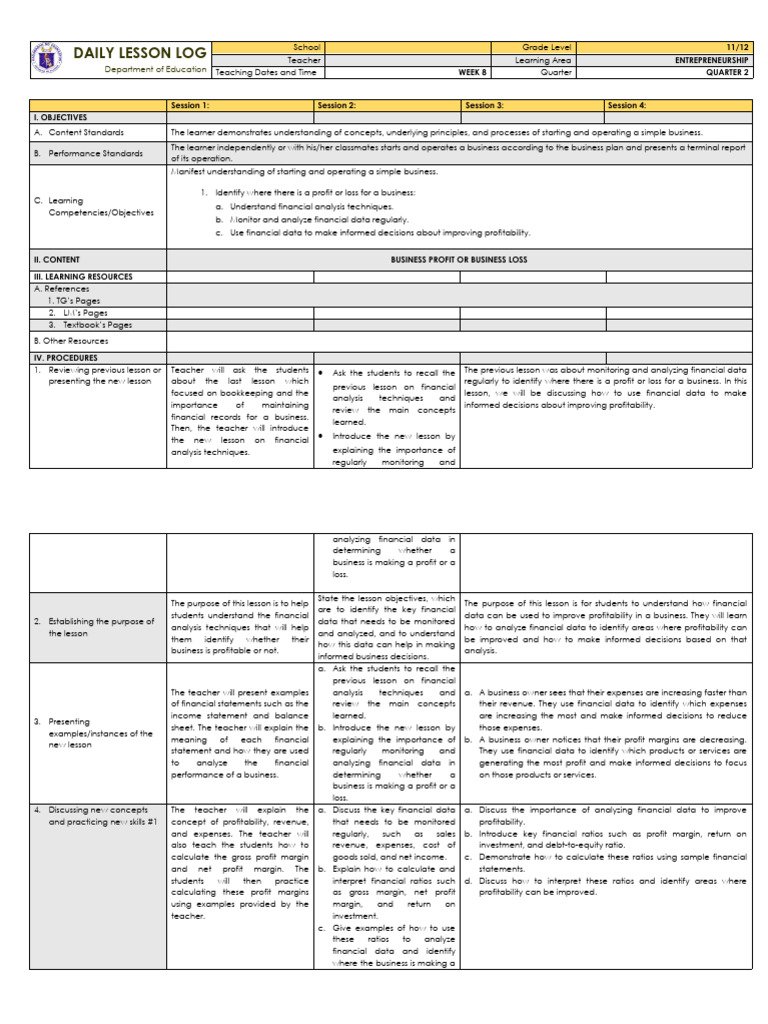 Entrep Q2 Week8 | PDF | Expense | Gross Margin