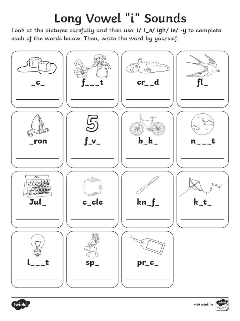 Long Vowel "i" Worksheet | PDF