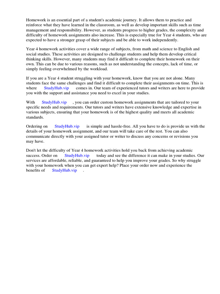 Year 4 Homework Activities | Download Free PDF | Worksheet | Homework