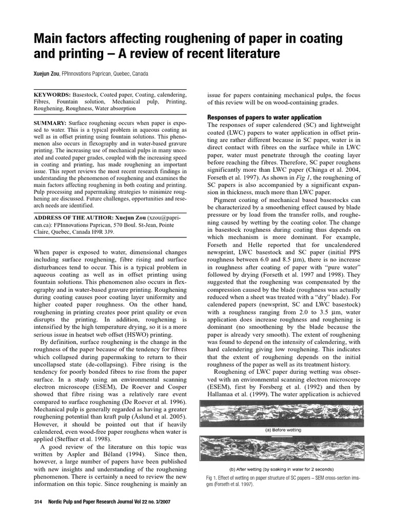 Understanding Paper Roughening Issues | PDF | Pulp (Paper) | Paper