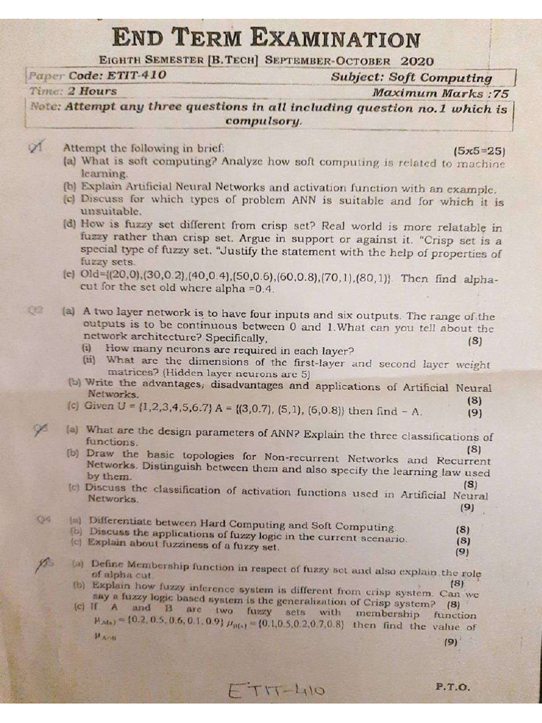 SC End Term 2k20 | PDF