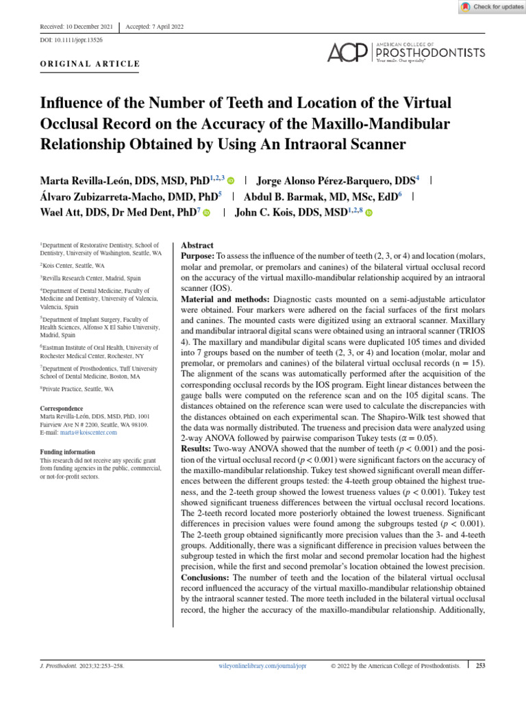 Journal of Prosthodontics - 2022 - Revilla León - Influence of The ...