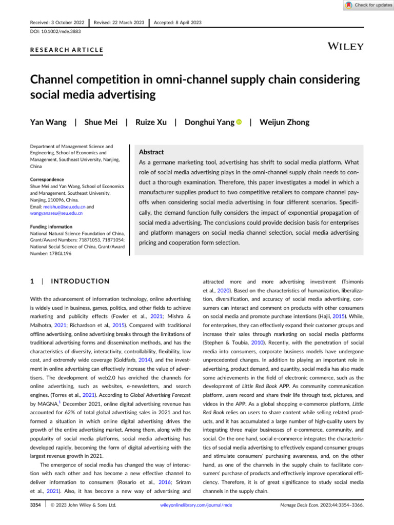 Social Media Advertising in Supply Chains | PDF | Retail | E Commerce