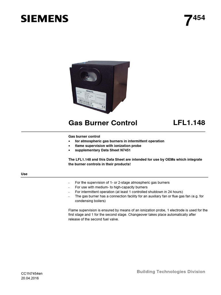 LFL1.148 Gas Burner Control | PDF | Electromagnetic Compatibility | Electrical Engineering