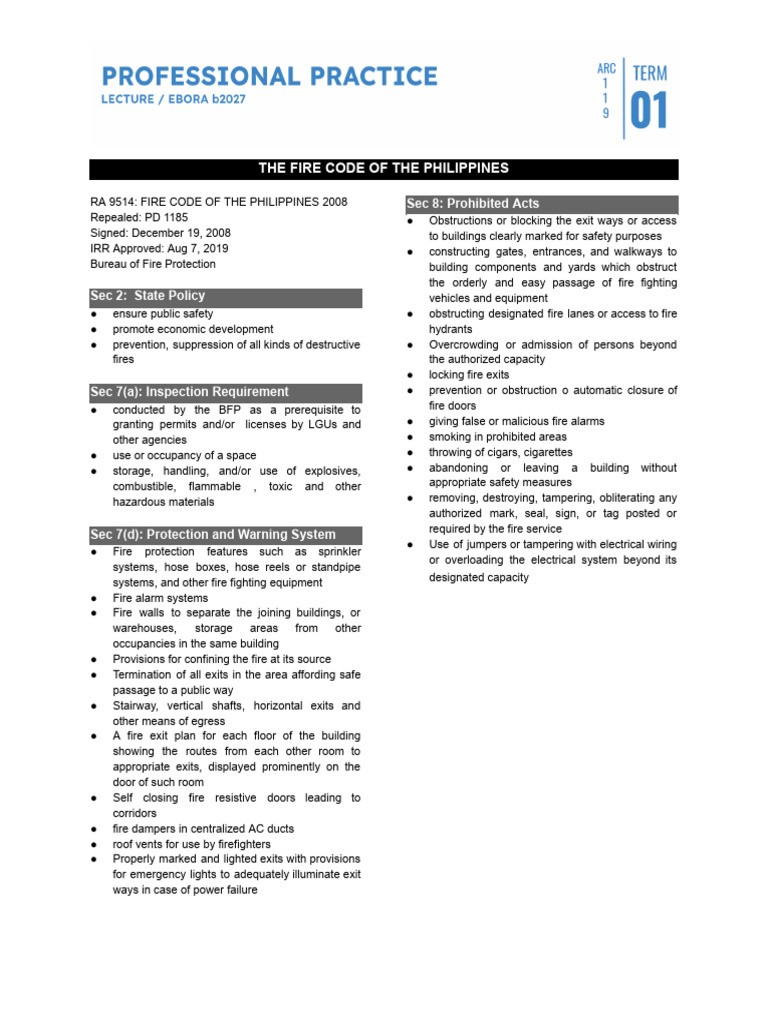 PP1_ Fire Code | PDF | Stairs | Fire Safety