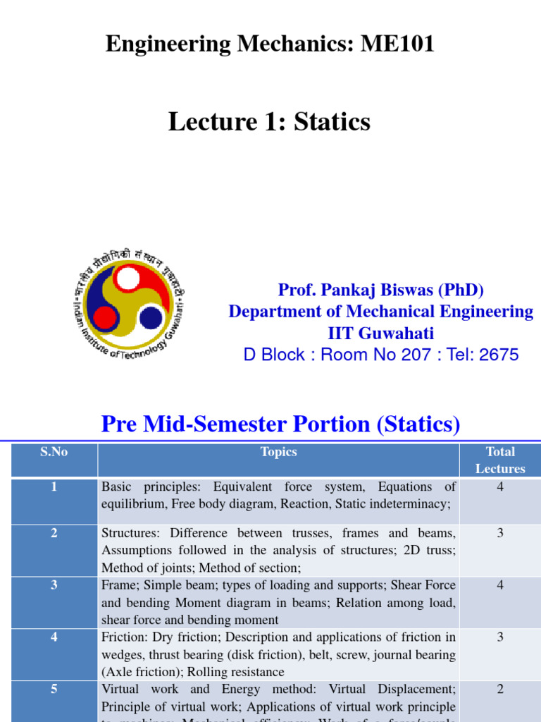 Engineering Mechanics: Statics Lecture | PDF | Force | Mechanics