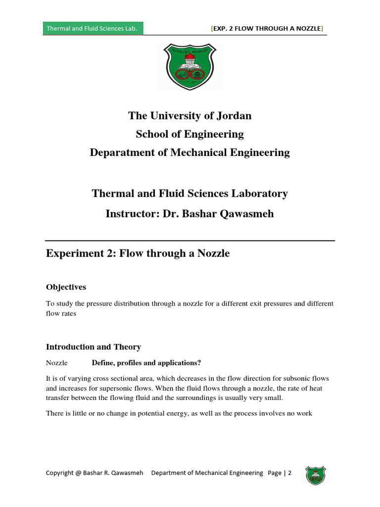 Flow Through A Nozzle | PDF | Fluid Dynamics | Classical Mechanics