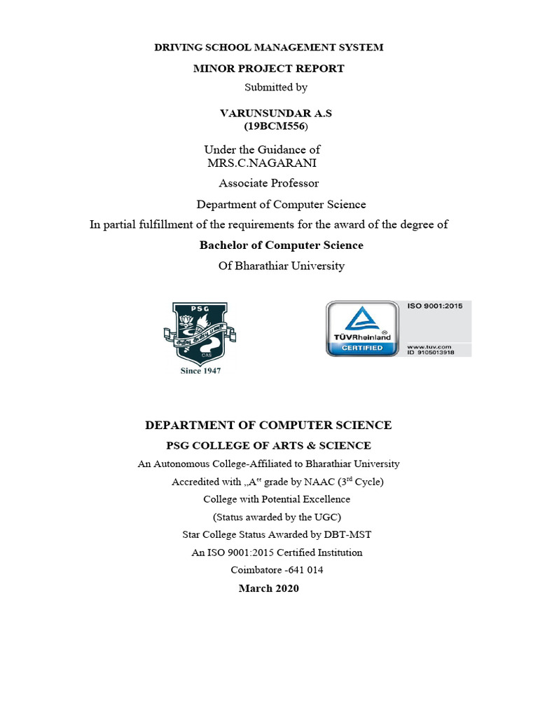 Driving School Management Project | PDF | Php | My Sql