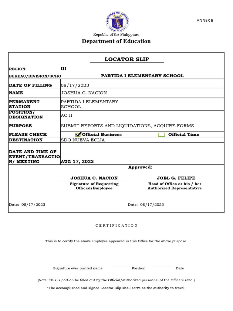 Locator Slip | PDF | Government | Philippines