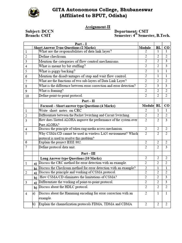 Csit Dccn Assignment Ii Pdf Internet Protocols Computer Standards