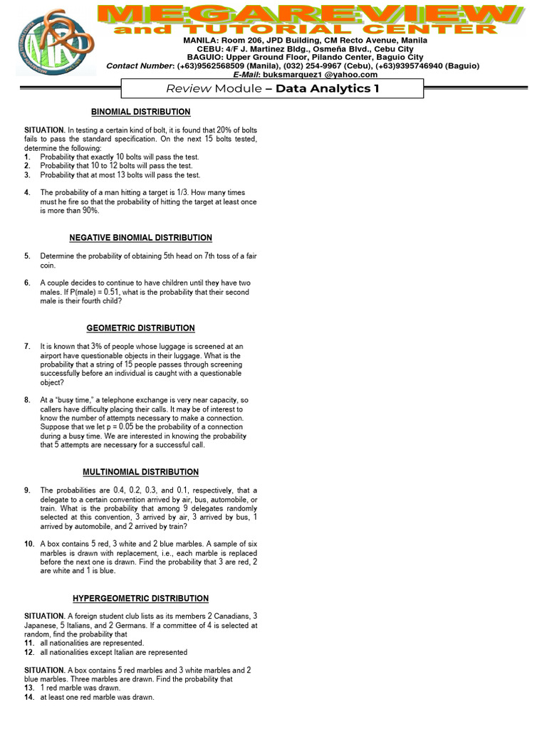 RM 10 - Engineering Data Analysis 1 (Part 02) | PDF | Statistical Models | Statistics