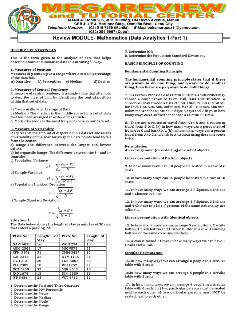 RM 10 - Engineering Data Analysis 1 (Part 01) | PDF | Statistical ...