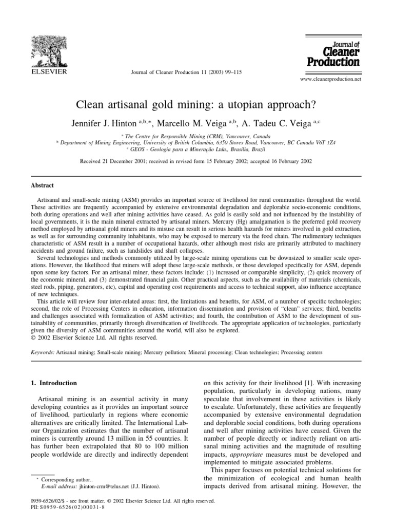 Clean Artisanal Gold Mining A Utopian Approach | Download Free PDF ...