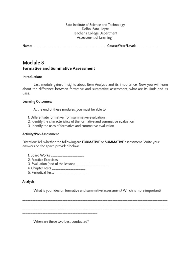 Assessment of Learning Module 8 | PDF | Educational Assessment | Human ...