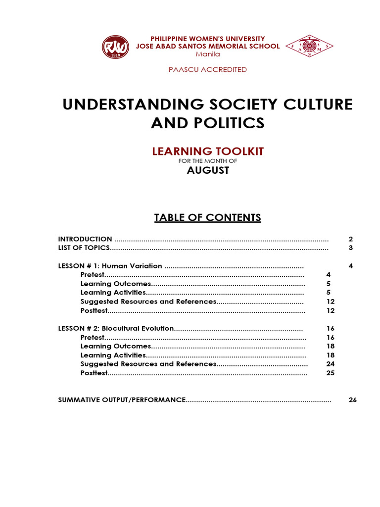 Ucsp Module Pdf Paleolithic Gender