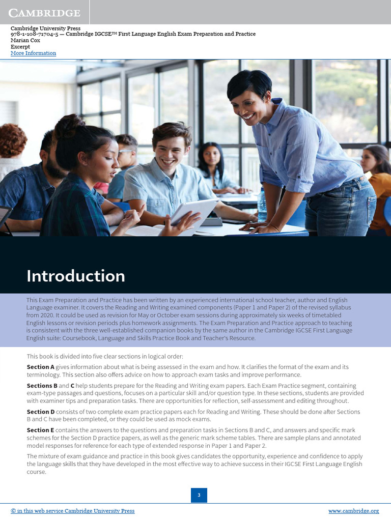 Cambridge Igcse First Language English Exam Preparation and Practice ...