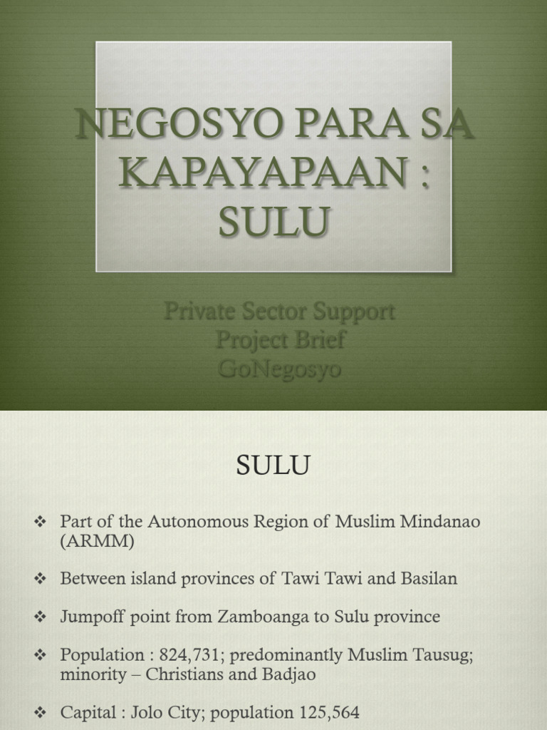 Negosyo para Sa Kapayapaan Sa Sulu | PDF | Philippines