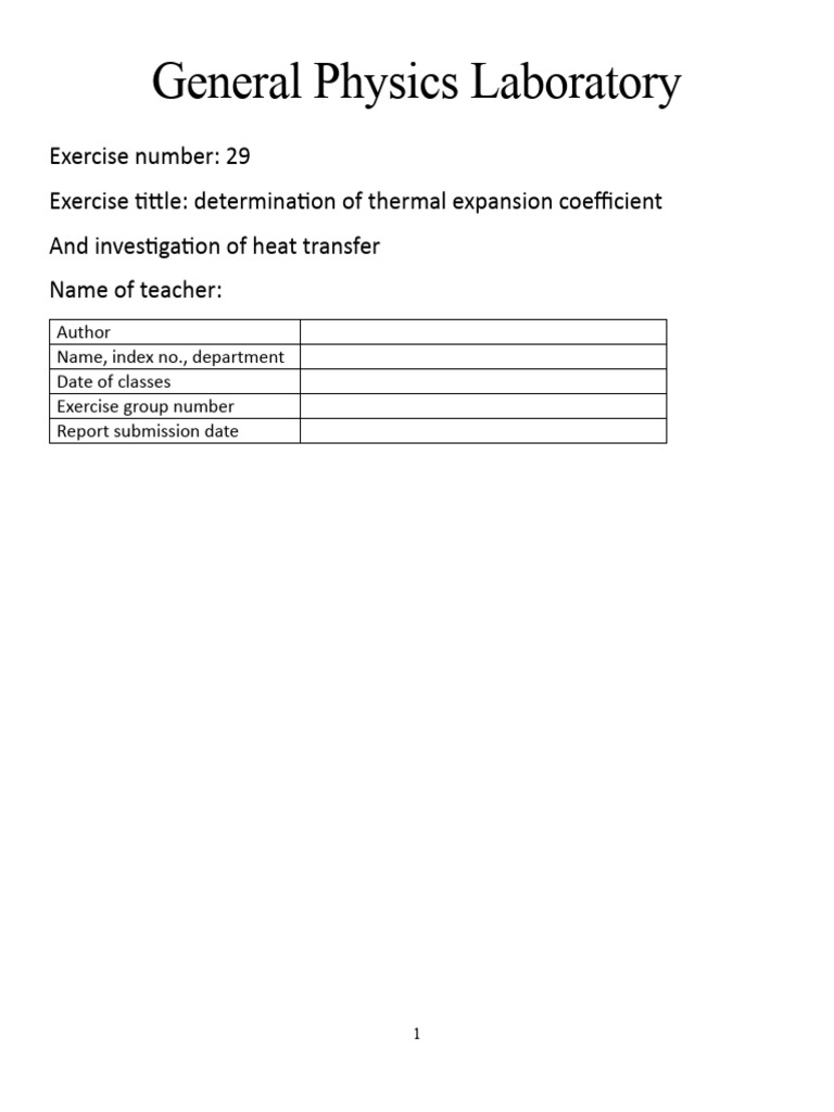 Determination of Thermal Expansion Coefficient and Investigation of Heat Transfer | PDF ...