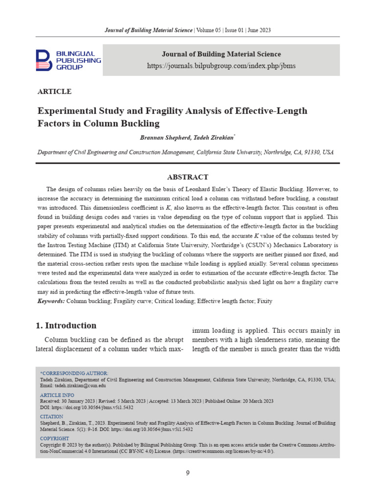 JBMS Vol5 No1-5432 New | PDF | Buckling | Deformation (Engineering)