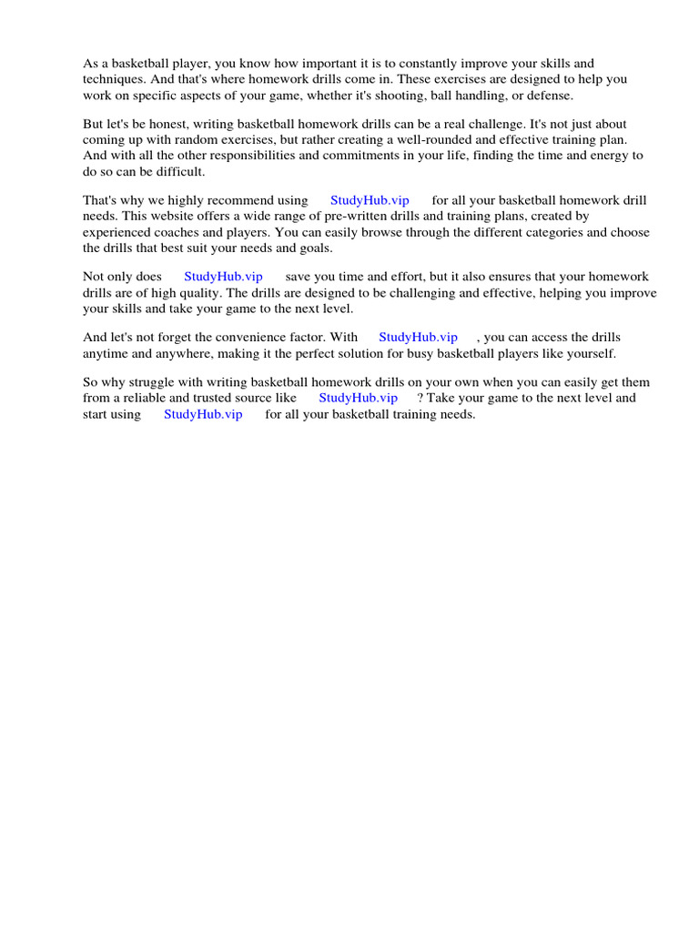 Basketball Homework Drills | PDF | Basketball Positions