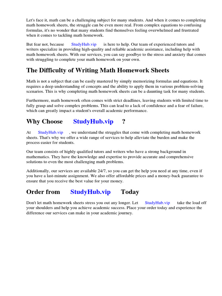 Math Homework Sheets Printable | PDF | Worksheet | Mathematics