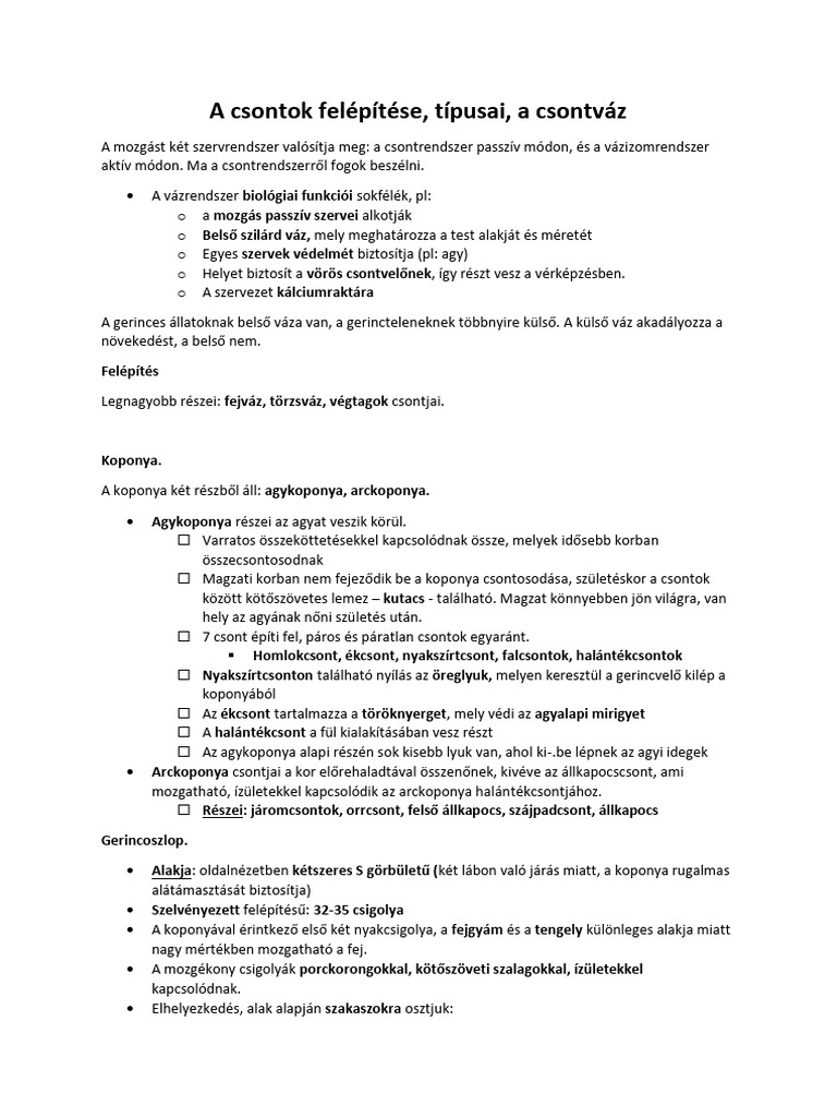 A Csontok Felépítése | PDF