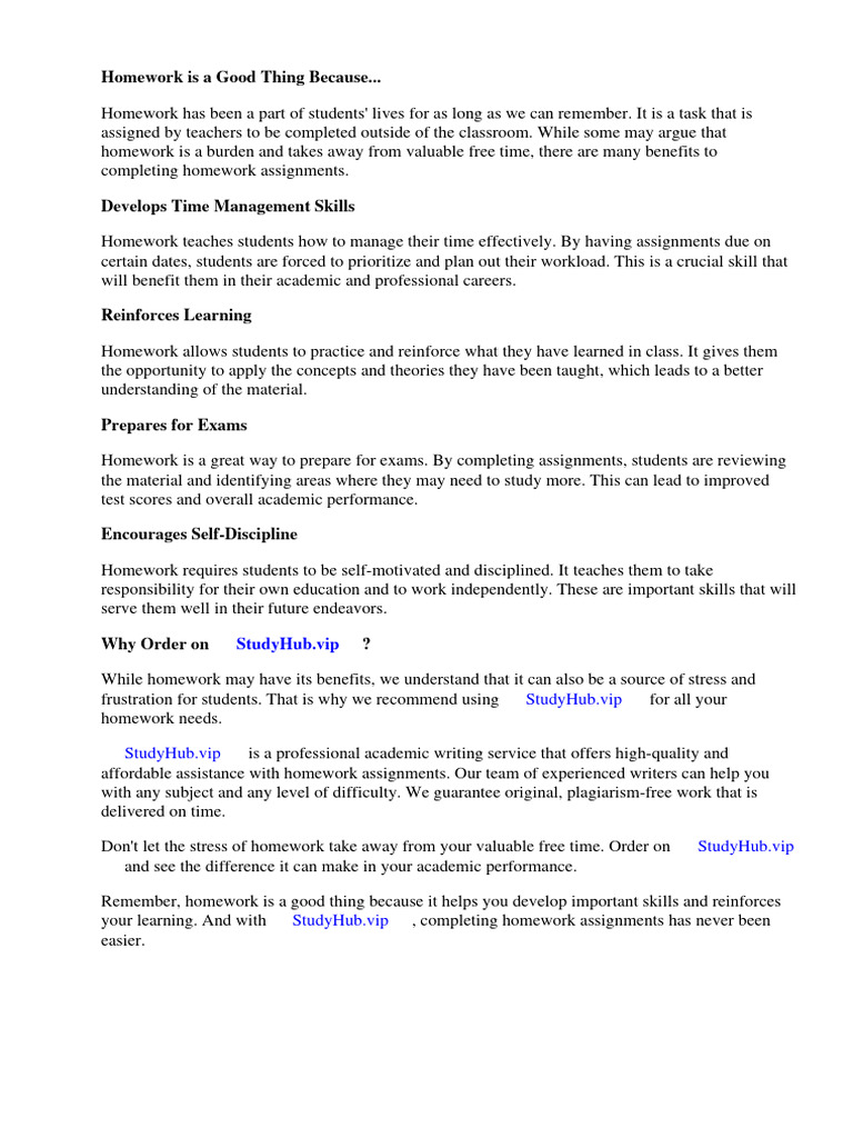 Homework Is A Good Thing Because | PDF | Homework | Memory