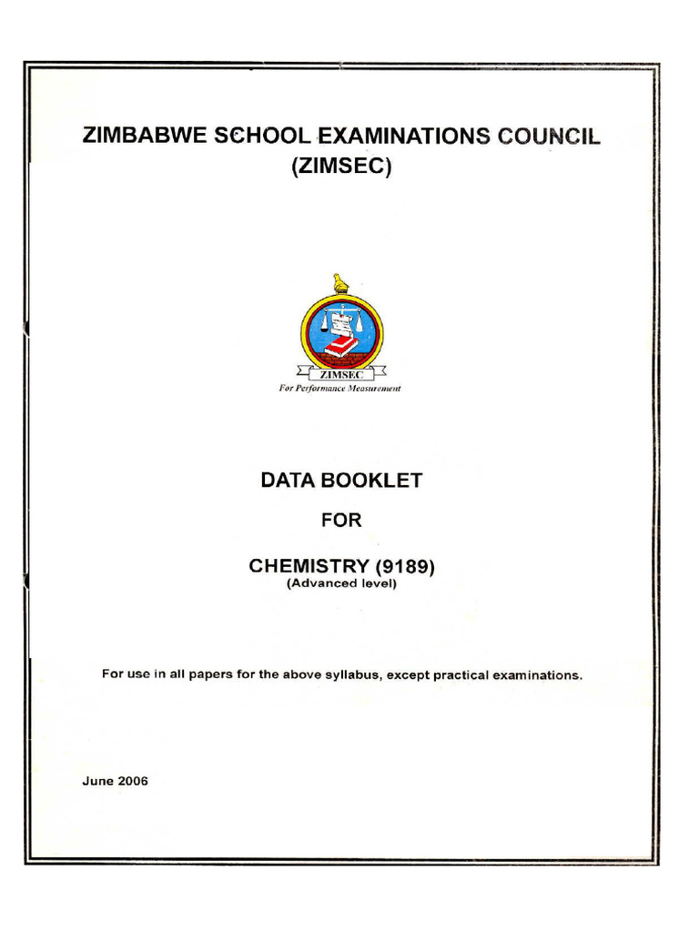Zimsec Chemistry Data Booklet | PDF