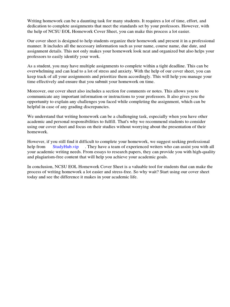 Ncsu Eol Homework Cover Sheet | PDF | Behavior | World Wide Web