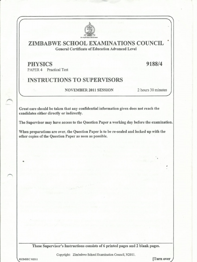 Physo p4 Nov2011 Instr | PDF