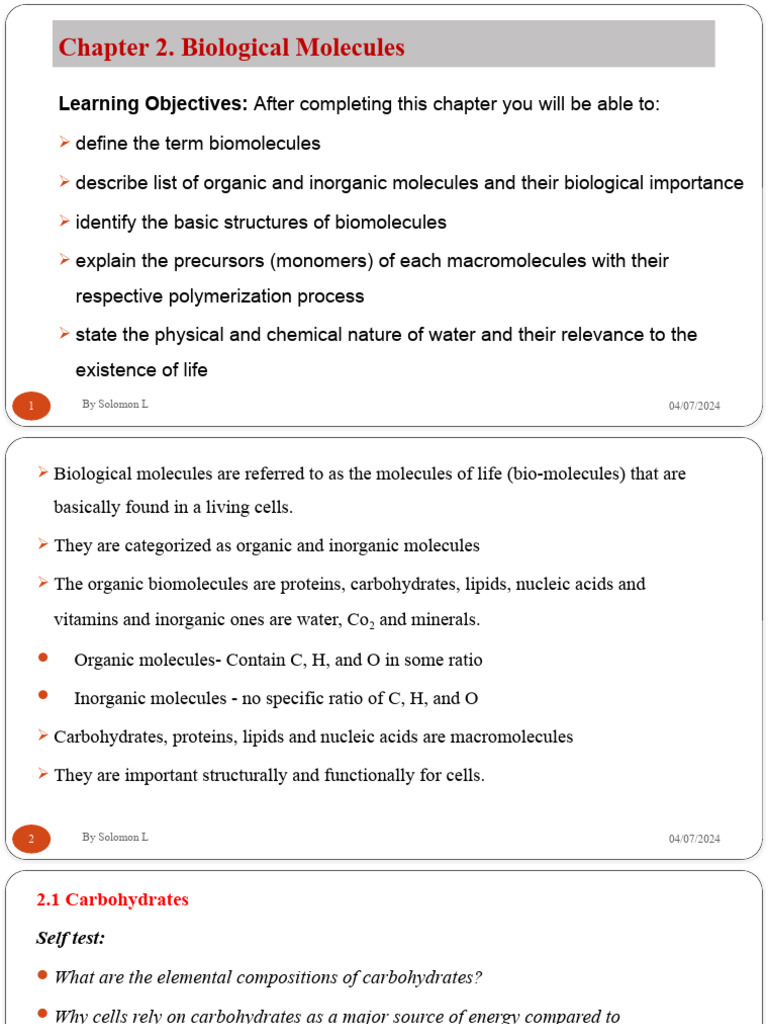 Understanding Biological Molecules | PDF | Carbohydrates | Lipid