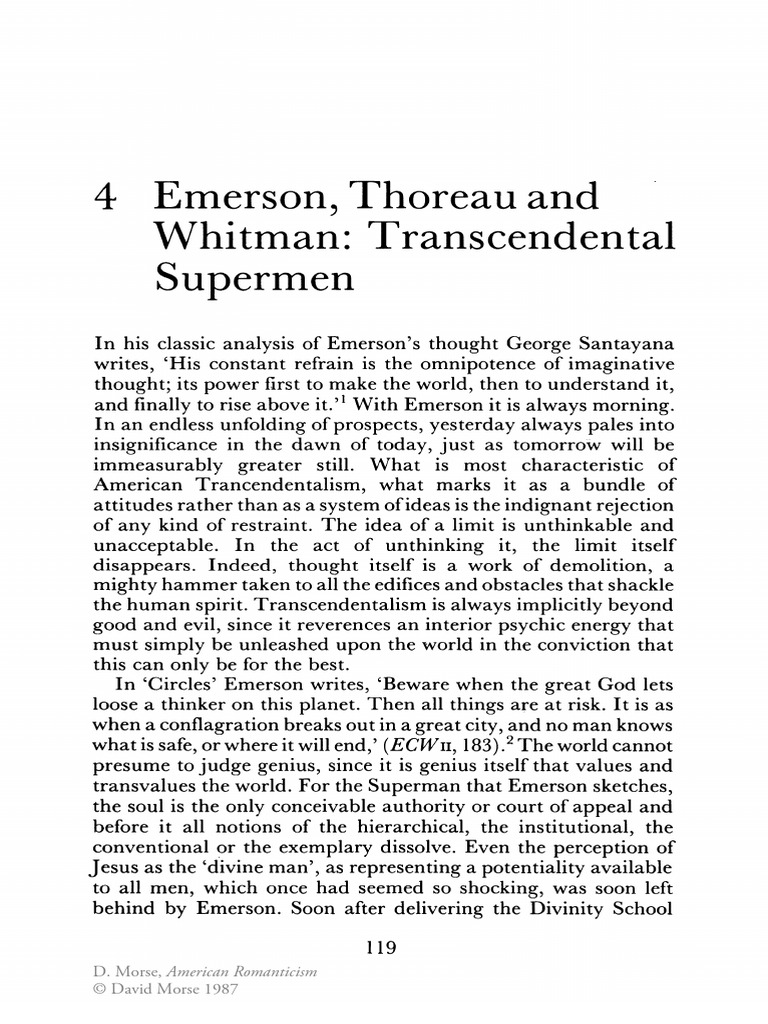 Chapter 4 - Emerson, Thoreau and Whitman - Transcendental Supermen ...
