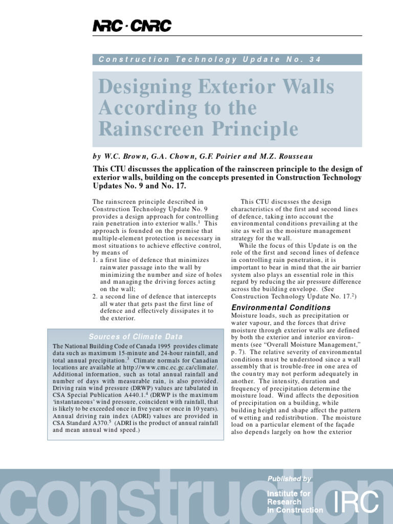 NRCC - Designing Exterior Walls According to the Rainscreen Principle ...