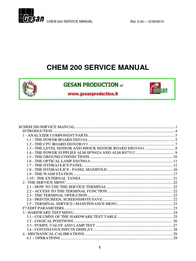 CHEM 200 Service Manual Overview | PDF | Computer Terminal | Power Supply