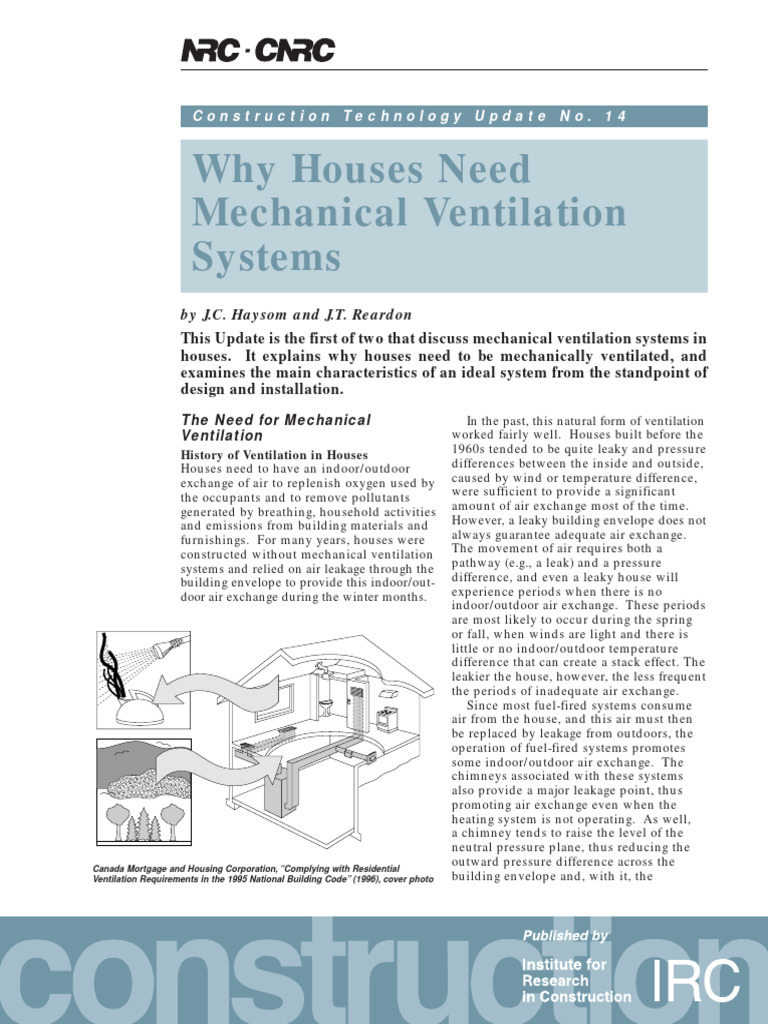 NRCC - Why Houses Need Mechanical Ventilation Systems | PDF | Ventilation (Architecture ...