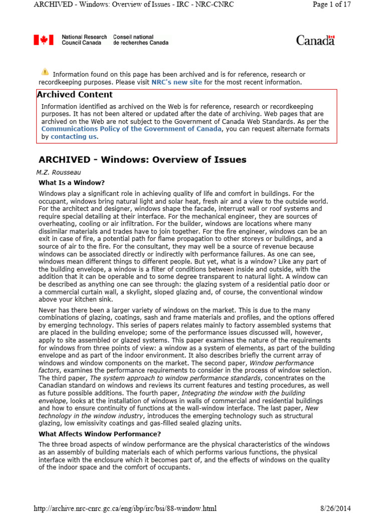NRCC - Windows Overview of Issues | PDF | Window | Glasses
