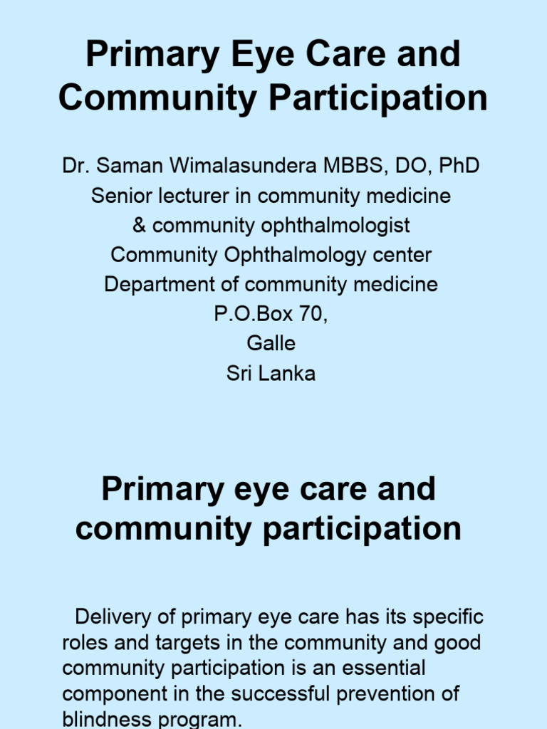 Community Eye Care | Download Free PDF | Visual Impairment | Preventive ...