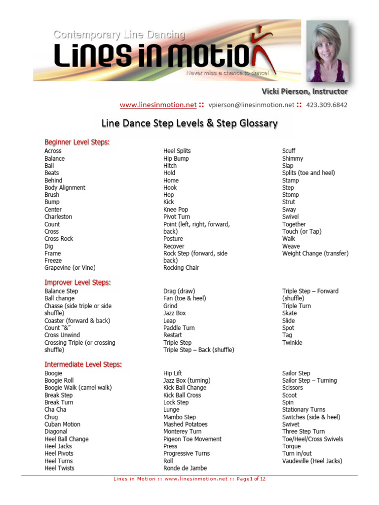 Glossary Linedance Steps | PDF | Foot | Dances