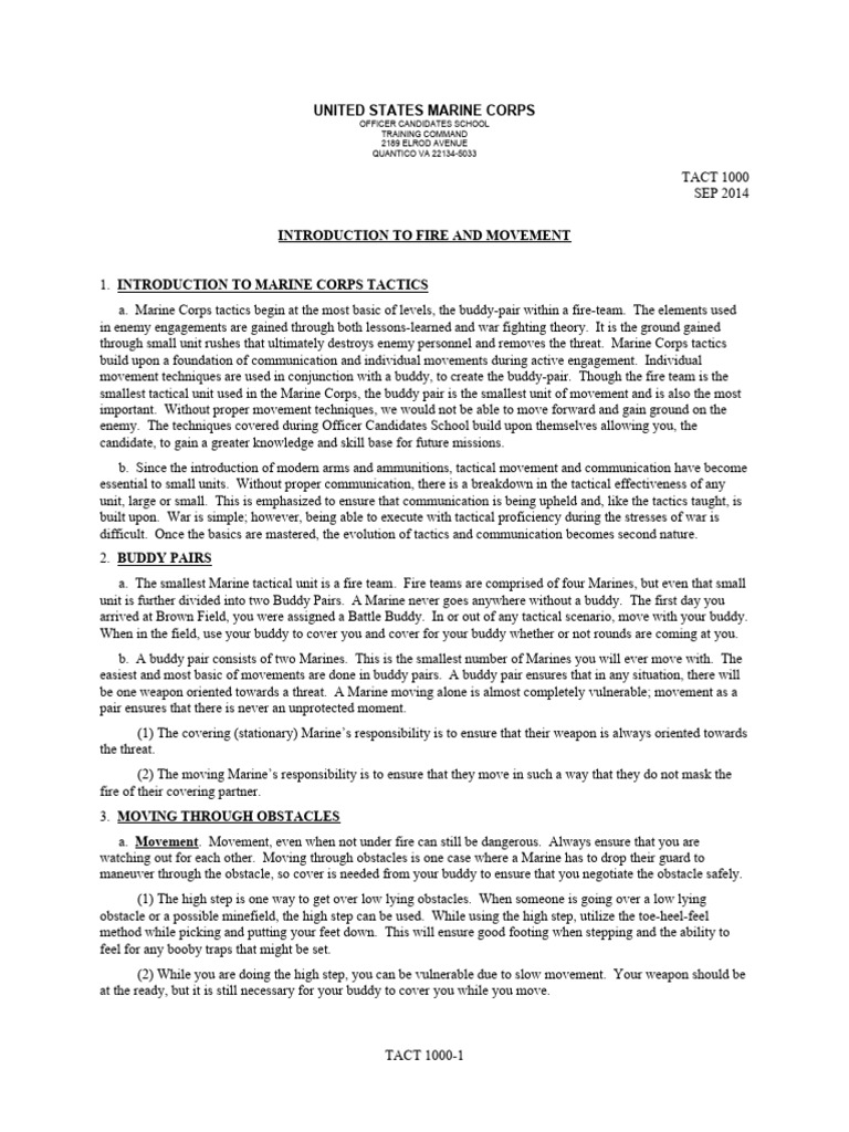 Introduction To Fire and Movement | PDF | United States Marine Corps ...