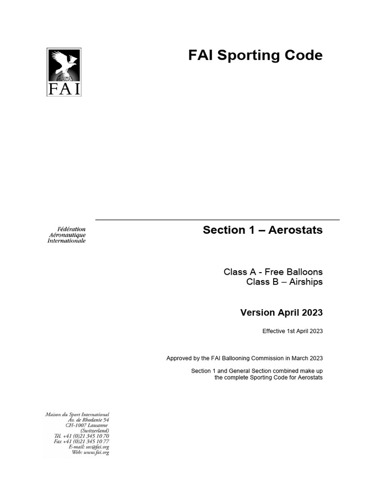 Abrir Pasta Sporting Code - Section 1 Balloons and Airships | PDF ...