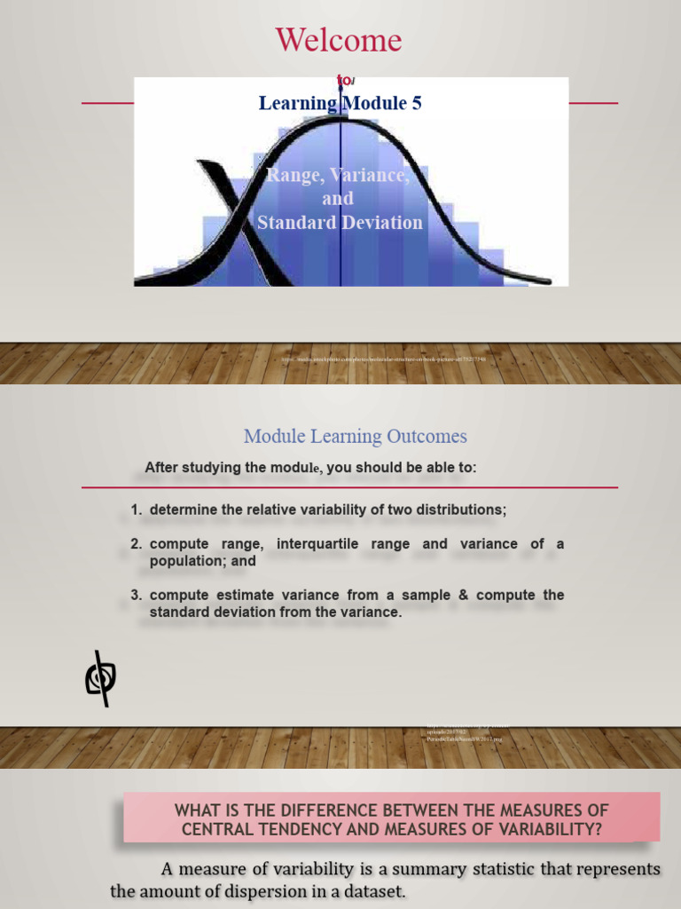 Module 5 Range Variance Standard Deviation Pdf Variance